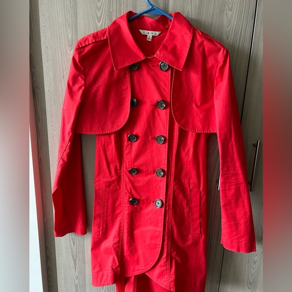 CAbi | Jackets & Coats | Cabi Size 4 Red Convertible Trench Coat | Poshmark